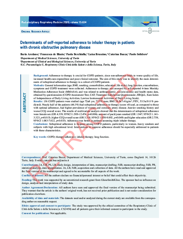 (PDF) RETRACTED: Determinants of self-reported adherence to inhaler ...