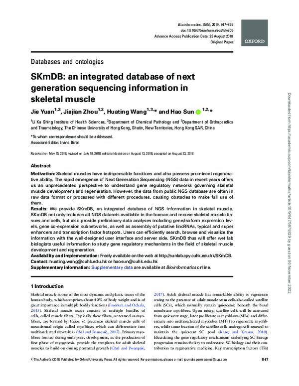 (PDF) SKmDB: an integrated database of next generation sequencing ...