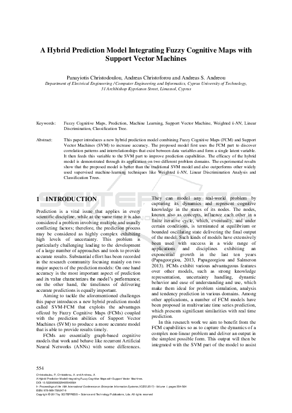 Pdf A Hybrid Prediction Model Integrating Fuzzy Cognitive Maps With Support Vector Machines