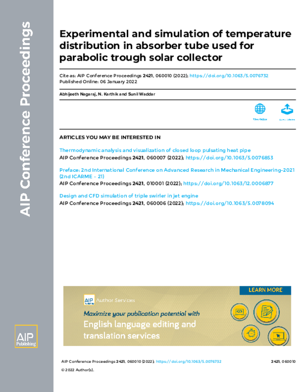 Pdf Experimental And Simulation Of Temperature Distribution In