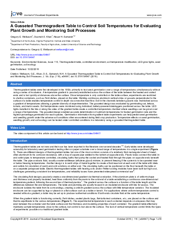 (PDF) A Gusseted Thermogradient Table to Control Soil Temperatures for ...