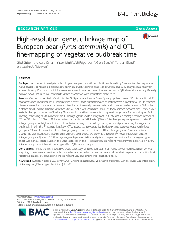 (PDF) High-resolution genetic linkage map of European pear (Pyrus ...