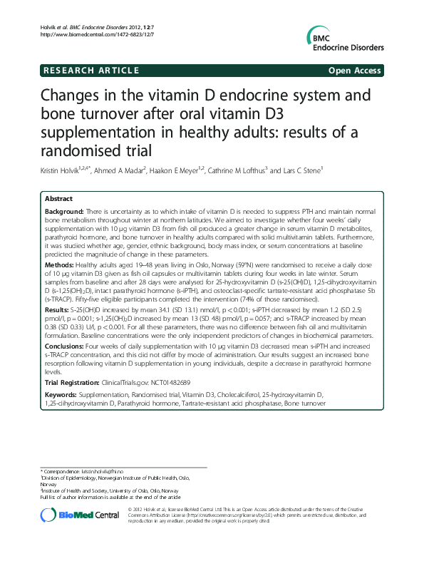 (PDF) Changes in the vitamin D endocrine system and bone turnover after ...