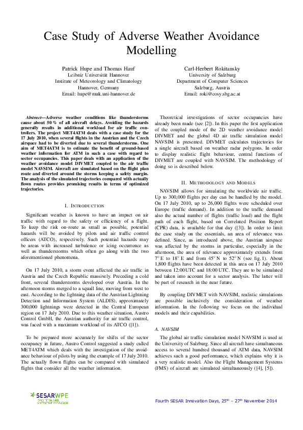 (PDF) Case Study of Adverse Weather Avoidance Modelling