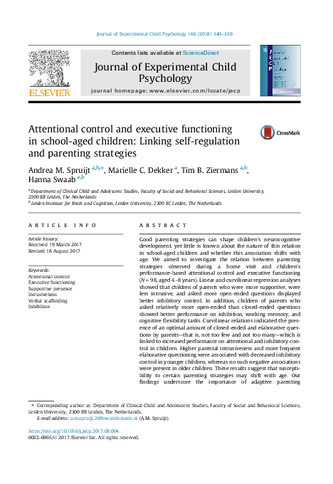 (PDF) Attentional control and executive functioning in school-aged children: Linking self ...