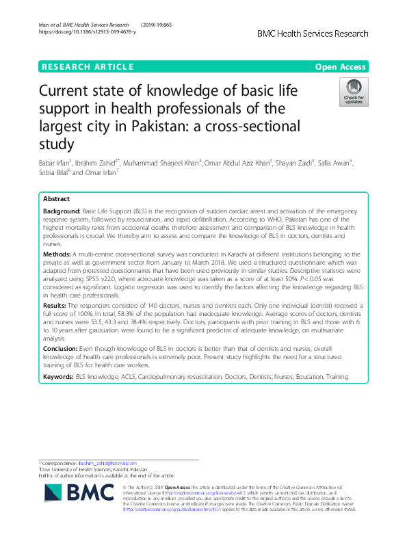 (PDF) Current state of knowledge of basic life support in health ...