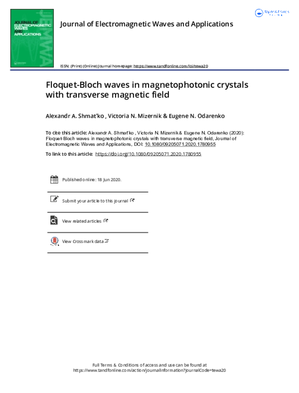 (PDF) Floquet-Bloch waves in magnetophotonic crystals with transverse magnetic field