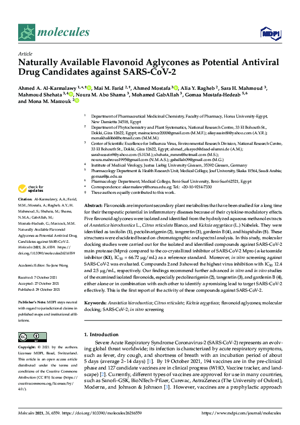 (PDF) Naturally Available Flavonoid Aglycones as Potential Antiviral ...