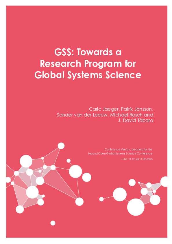 (PDF) GSS: Towards a Research Program for Global Systems Science ...
