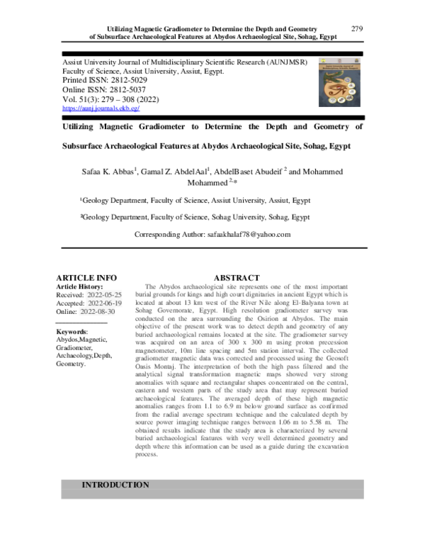 (PDF) Utilizing Magnetic Gradiometer to Determine the Depth and ...