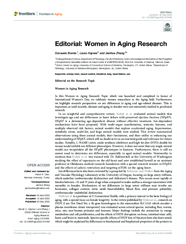(PDF) Editorial: Women in Aging Research