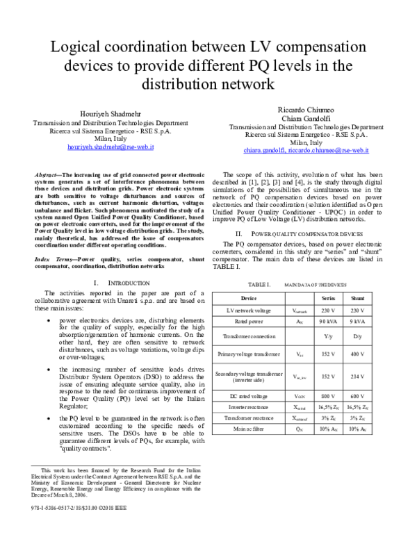 (PDF) Logical coordination between LV compensation devices to provide ...
