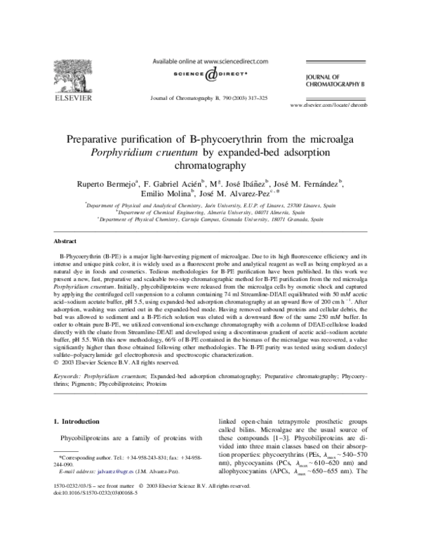 (PDF) Preparative purification of B-phycoerythrin from the microalga ...