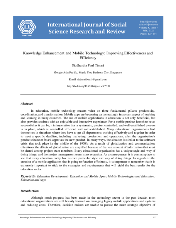 (PDF) Knowledge Enhancement and Mobile Technology: Improving ...