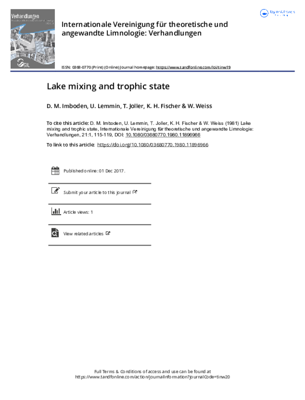 (PDF) Lake mixing and trophic state