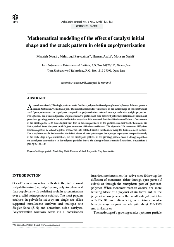 (PDF) Mathematical Modeling of the Effect of Catalyst Initial Shape and ...