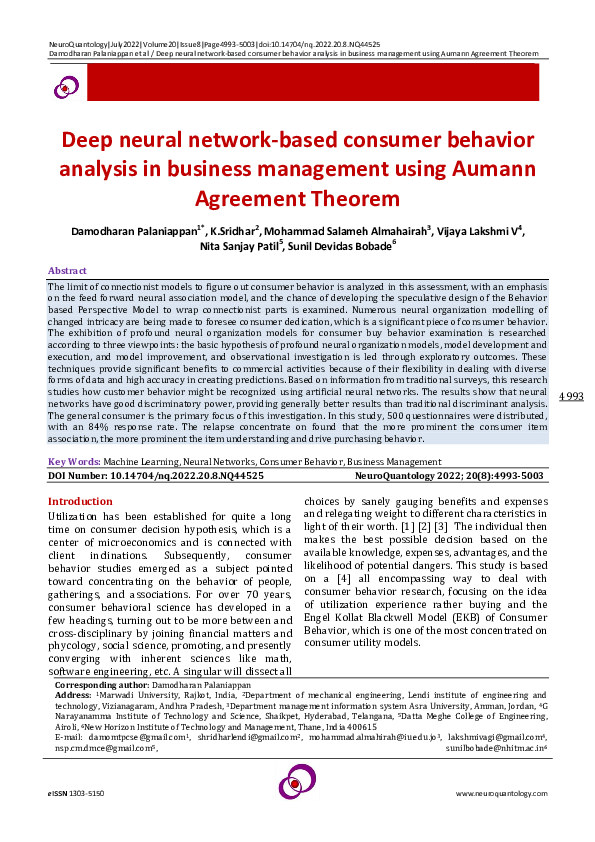 (PDF) Deep neural network-based consumer behavior analysis in business management using Aumann ...