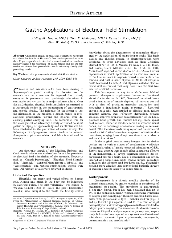 (PDF) Gastric Applications of Electrical Field Stimulation | Aisling ...