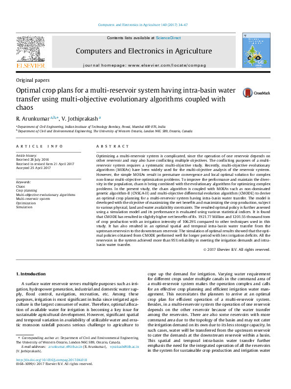 (PDF) Optimal crop plans for a multi-reservoir system having intra ...