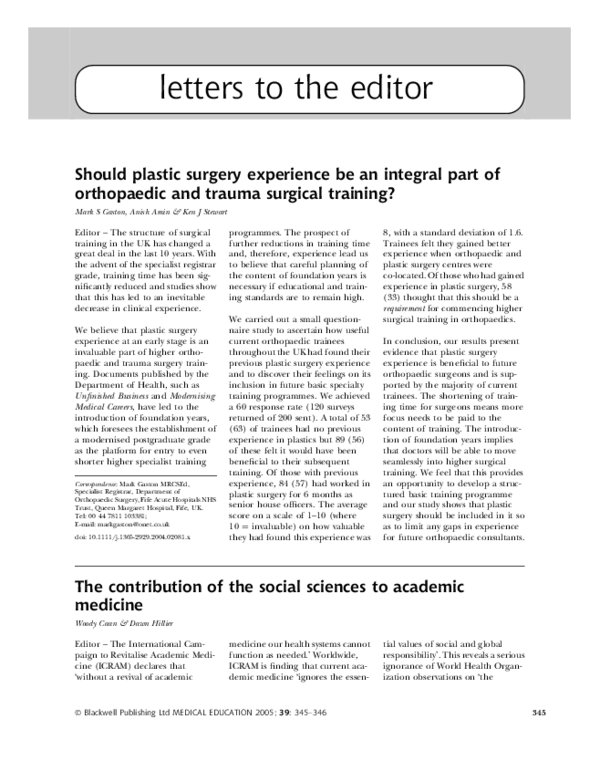 (PDF) The contribution of the social sciences to academic medicine