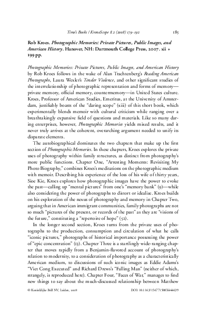 (PDF) Photographic Memories: Private Pictures, Public Images, and ...