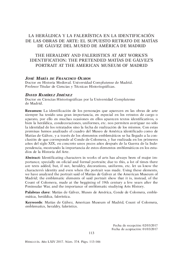 (PDF) La heráldica y la falerística en la identificación de las obras ...