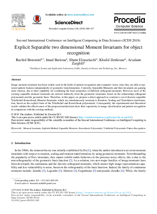 (PDF) Explicit Separable two dimensional Moment Invariants for object ...