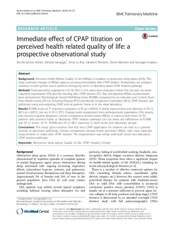 (PDF) Immediate effect of CPAP titration on perceived health related ...