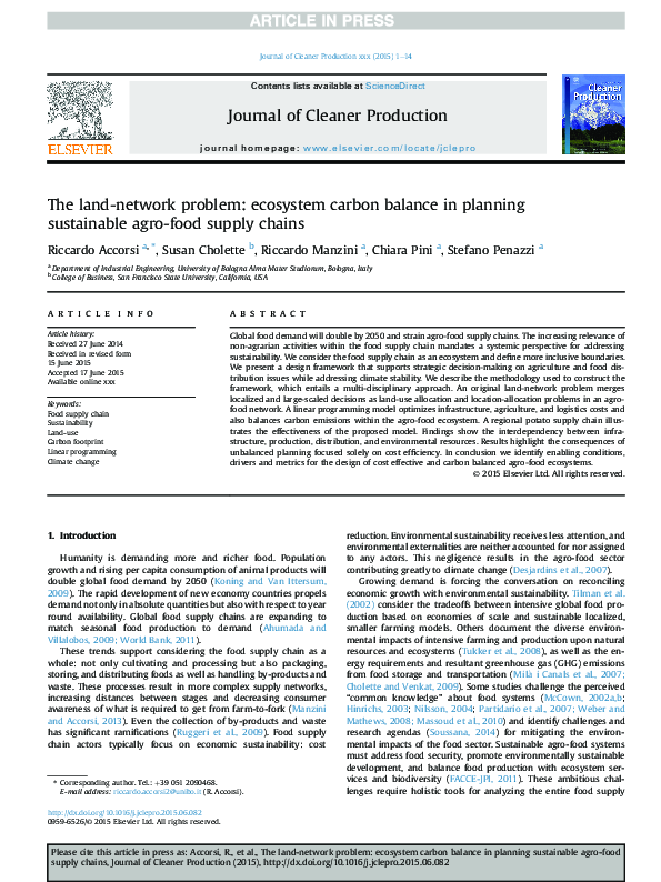 (PDF) The land-network problem: ecosystem carbon balance in planning ...