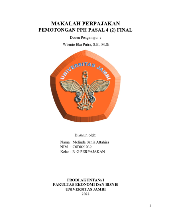 (DOC) Pemotongan PPh Pasal 4 ayat 2 final
