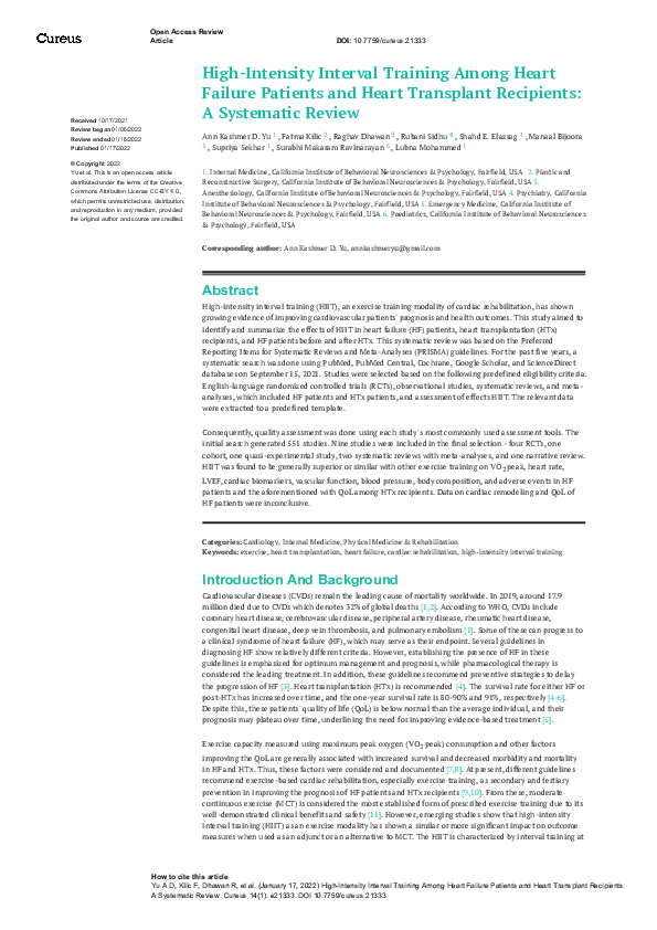 (PDF) High-Intensity Interval Training Among Heart Failure Patients and Heart Transplant ...