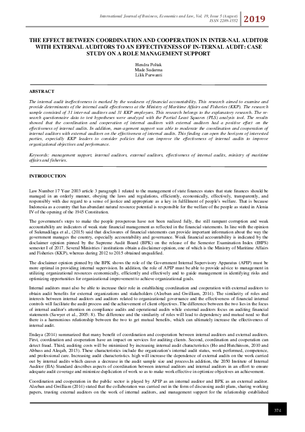 (PDF) The Effect Between Coordination and Cooperation in Internal Auditor with External Auditors ...