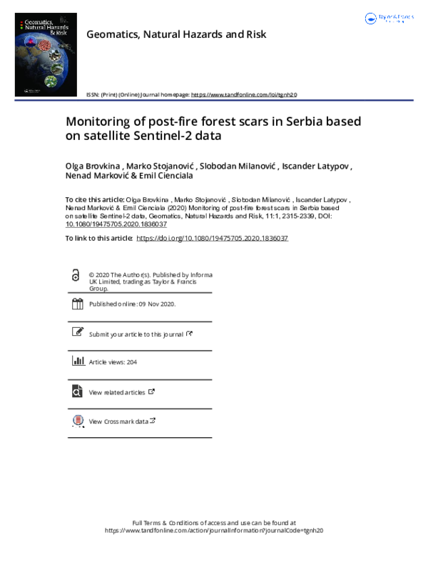 (PDF) Monitoring of post-fire forest scars in Serbia based on satellite ...