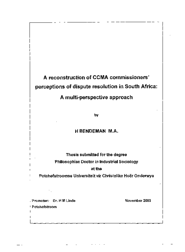 (PDF) A reconstruction of CCMA commissioners' perceptions of dispute ...