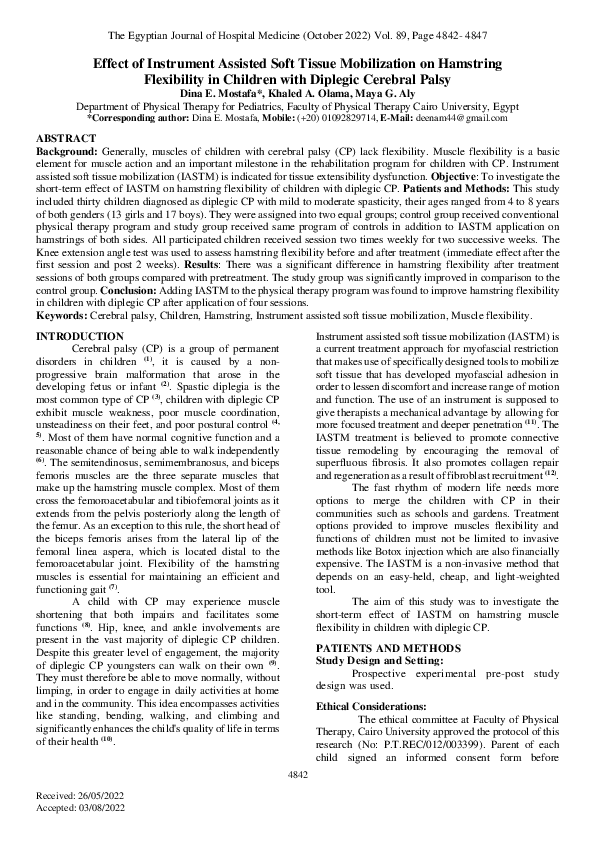 (PDF) Effect of Instrument Assisted Soft Tissue Mobilization on Hamstring Flexibility in ...
