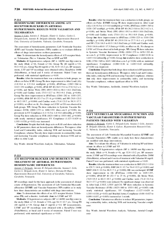 (PDF) AT1 receptor blocker and diuretics in the treatment of arterial ...