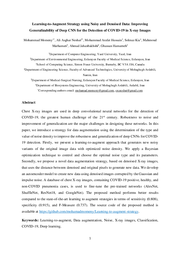 (PDF) Learning-to-augment strategy using noisy and denoised data: Improving generalizability of ...