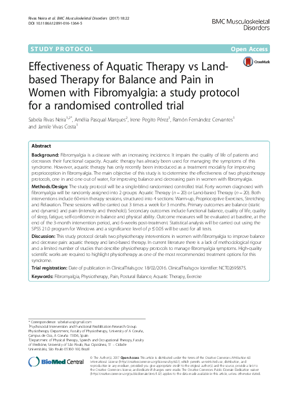 (PDF) Effectiveness of Aquatic Therapy vs Land-based Therapy for Balance and Pain in Women with ...