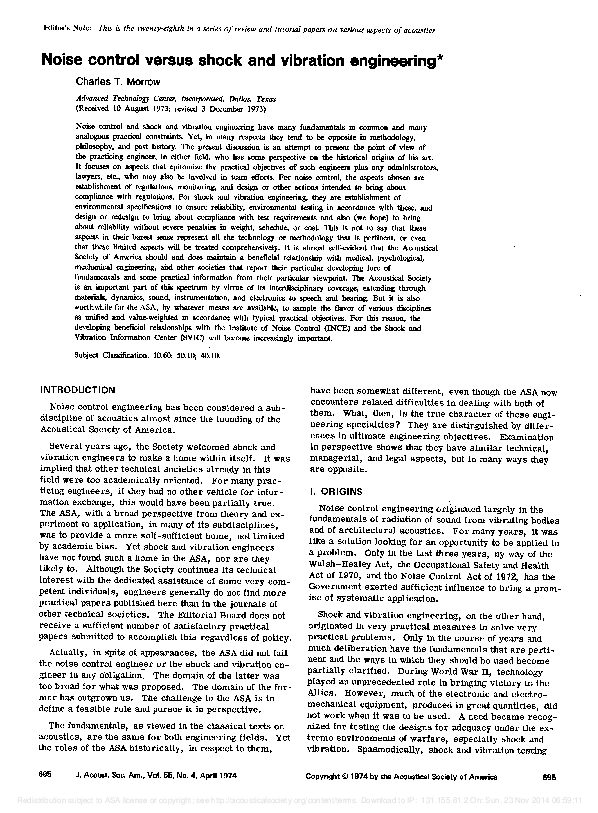 (PDF) Noise control versus shock and vibration engineering