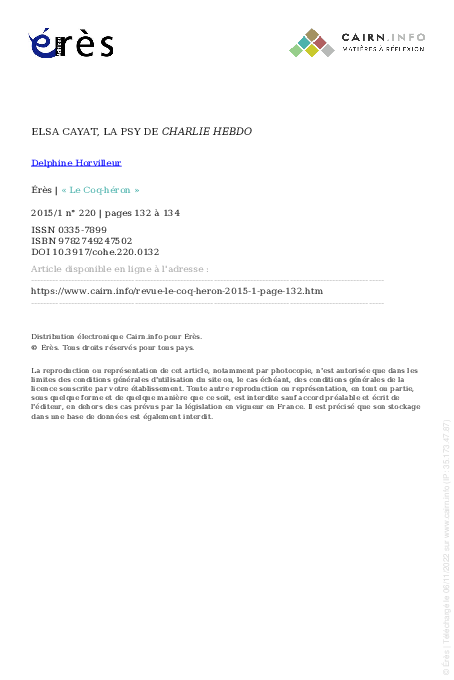(PDF) Elsa Cayat, la psy de Charlie Hebdo
