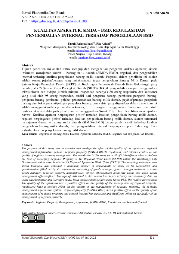 (PDF) Kualitas Aparatur, SIMDA – BMD, Regulasi Dan Pengendalian ...