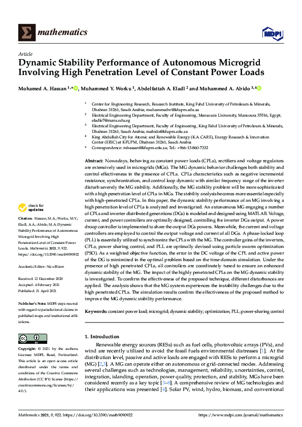 (PDF) Dynamic Stability Performance of Autonomous Microgrid Involving High Penetration Level of ...