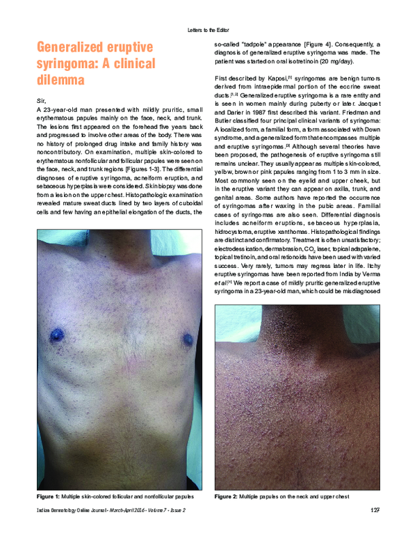 (PDF) Generalized eruptive syringoma: A clinical dilemma | Abhijeet Jha ...