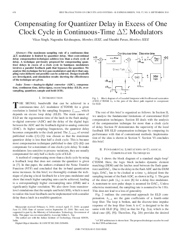 (PDF) Compensating for Quantizer Delay in Excess of One Clock Cycle in ...
