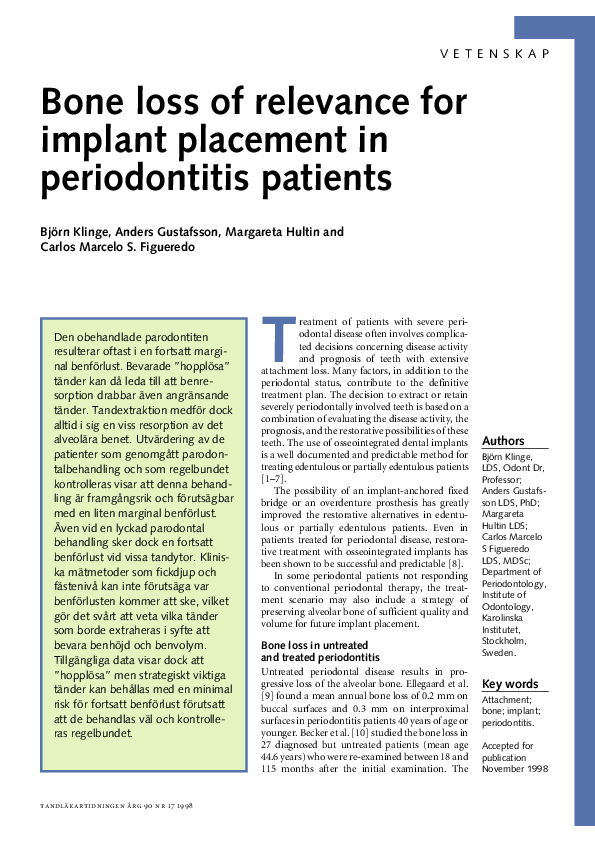 (PDF) Bone loss of relevance for implant placement in periodontitis ...