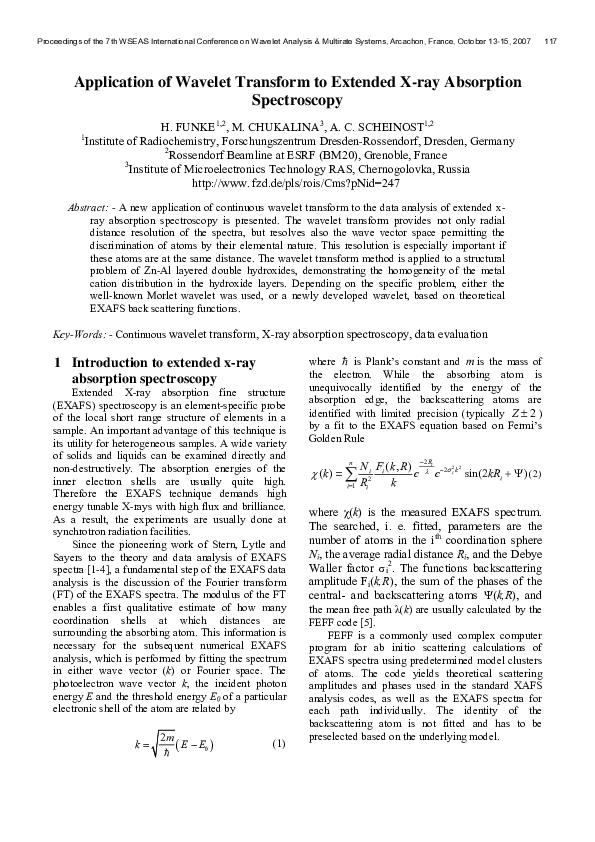 Pdf Application Of Wavelet Transform To Extended X Ray Absorption