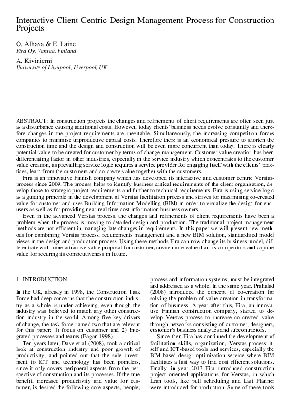 (PDF) Interactive client centric design management process for ...