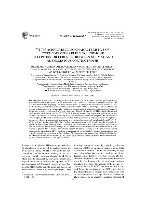 (PDF) 125I-Tyr0-hCRH Labelling characteristics of corticotropin ...