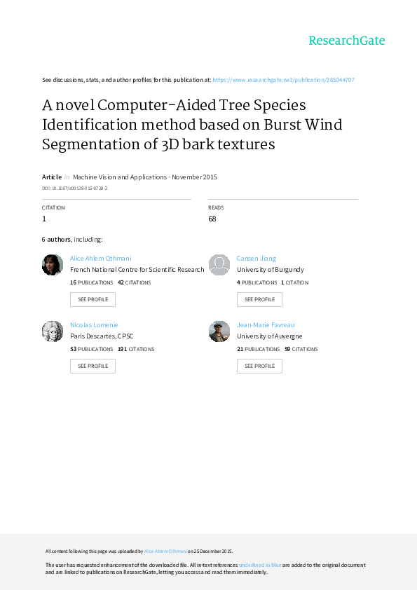 (PDF) A novel Computer-Aided Tree Species Identification method based ...