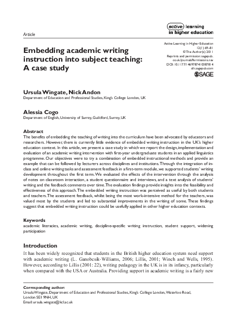 (PDF) Embedding academic writing instruction into subject teaching: A ...